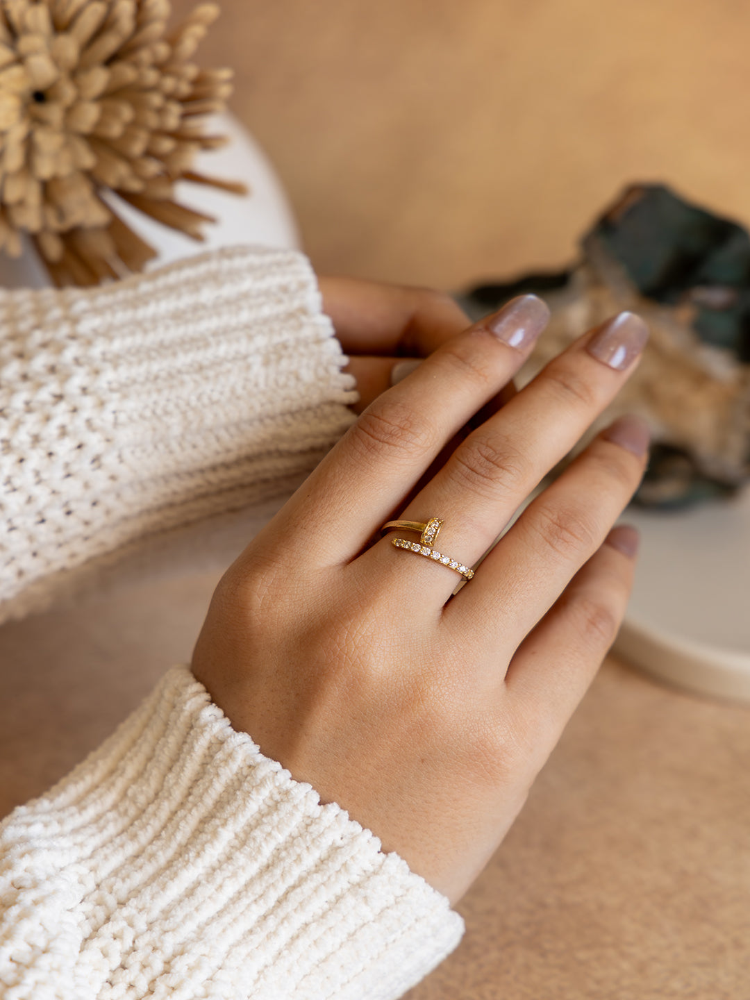 Twilight Brass Adjustable Ring Anti Tarnish | Liliorigin